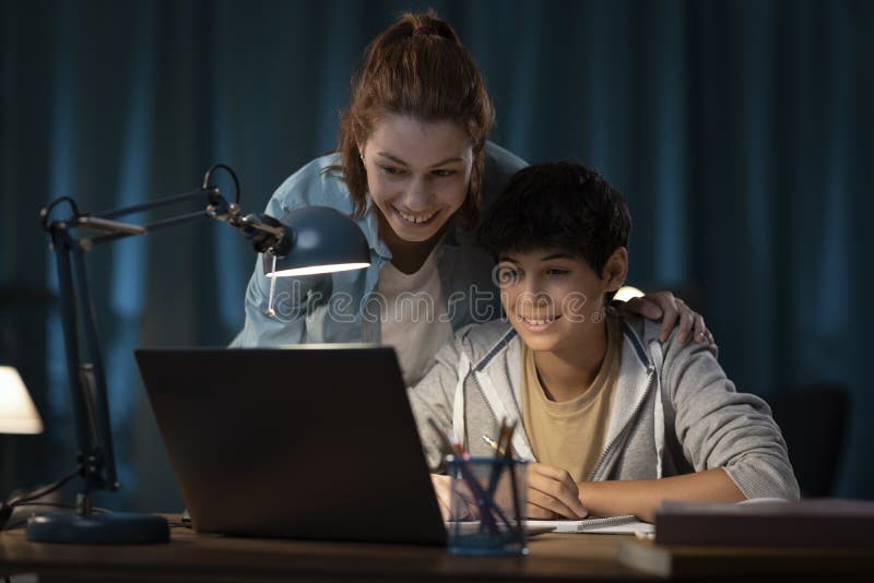 Students Watching Online Classes at Home Stock Image - Image of ...