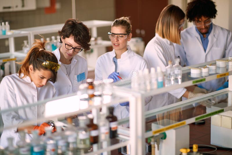 Young Students Enjoy Working in a Laboratory. Science, Chemistry, Lab ...
