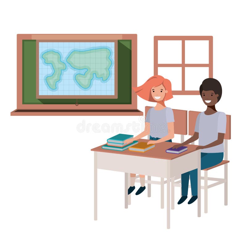 Young Students in Geography Classroom Stock Vector - Illustration of ...