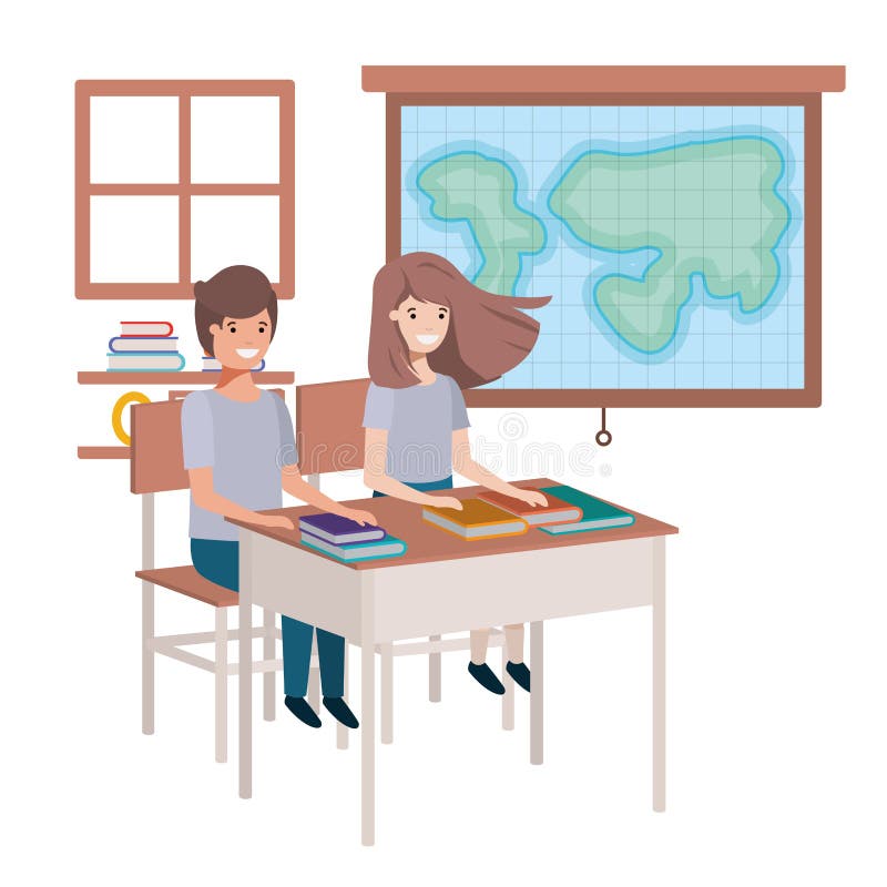 Young Students in Geography Classroom Stock Vector - Illustration of ...