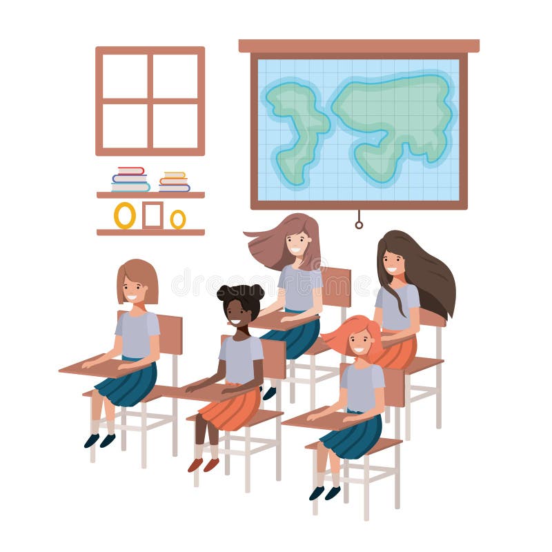 Young Students in Geography Classroom Stock Vector - Illustration of ...
