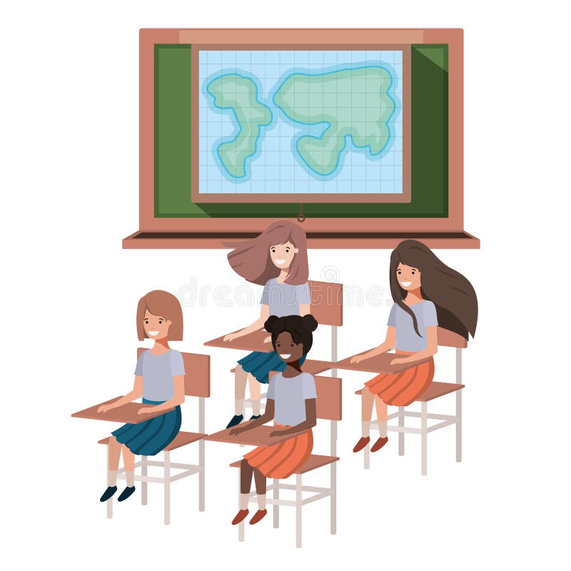 Young Students in Geography Classroom Stock Vector - Illustration of ...