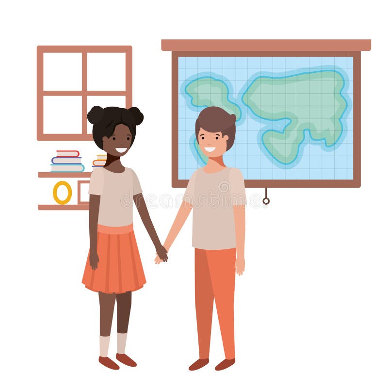 Young Students in Geography Classroom Stock Vector - Illustration of ...