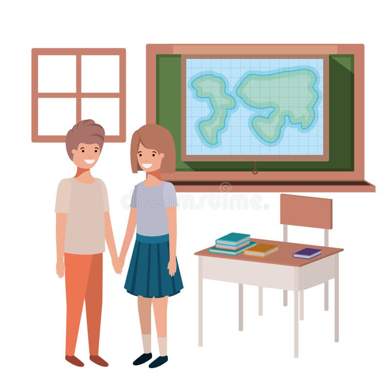 Young Students in Geography Classroom Stock Vector - Illustration of ...