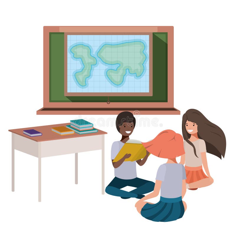 Young Students in Geography Classroom Stock Vector - Illustration of ...