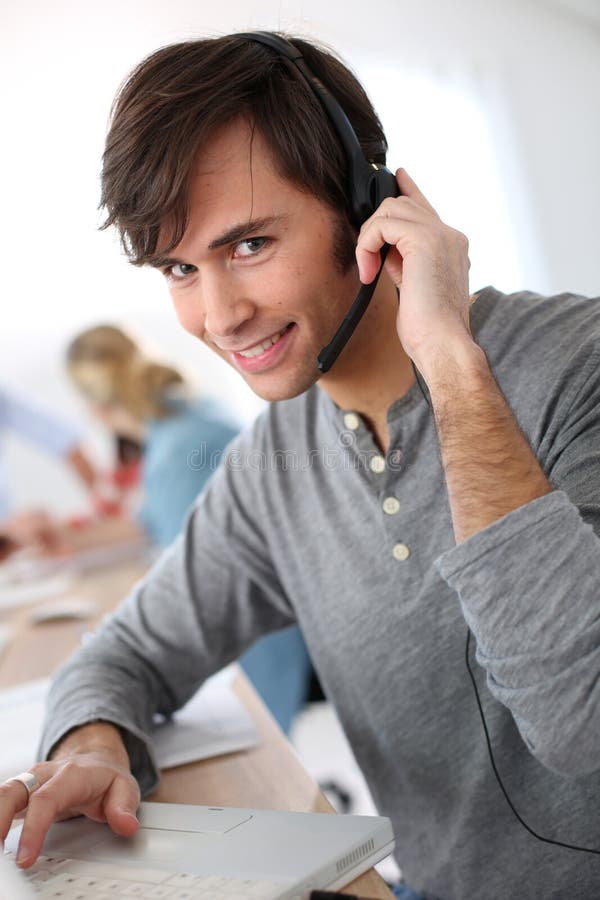 Young Students with Headset Learning Foreign Language Stock Image ...