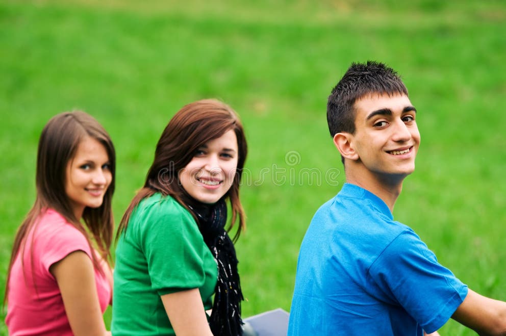 Young Students Learning Outdoor Stock Image - Image of cool, female ...