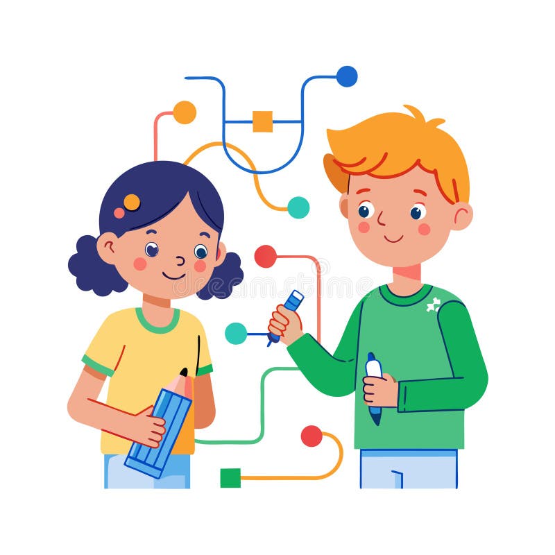 Young Students Planning Data Flow Chart Together Using Pencil and ...