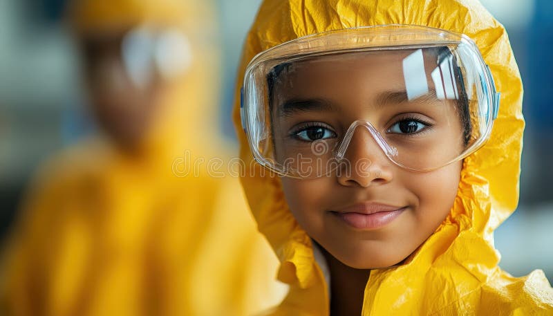 Young Students Practicing Chemistry Lab Safety by Wearing Protective ...