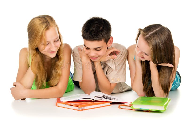 Young Students Reading Books Stock Image - Image of cheerful, learn ...