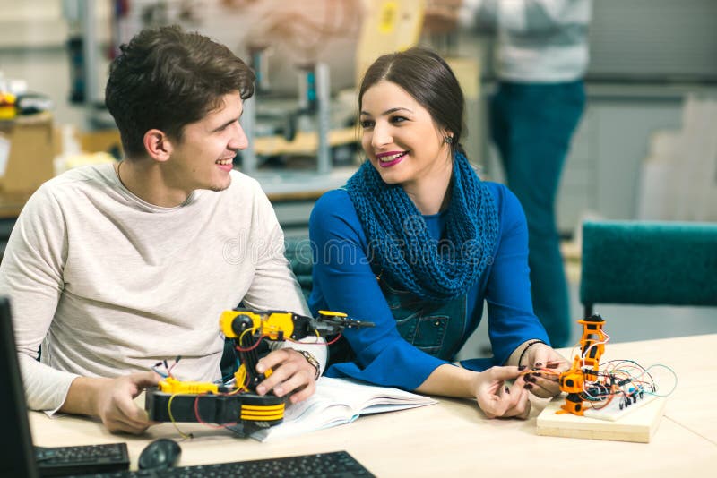 Young Students of Robotics Preparing Robot Stock Photo - Image of ...
