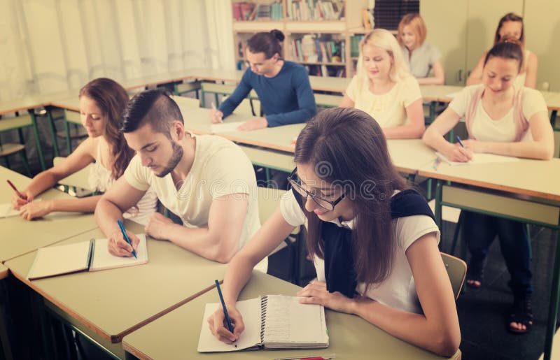 Young Students Studying in the Classroom Stock Photo - Image of study ...
