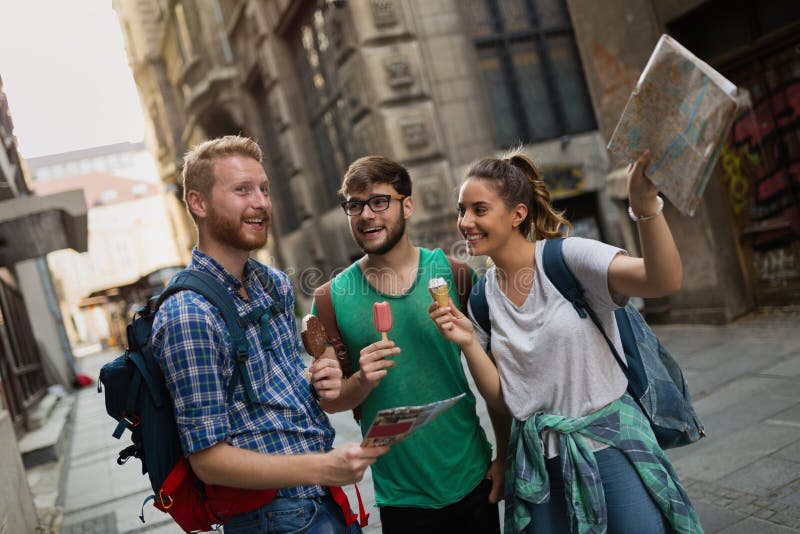 Young Students on a Travelling Adventure Stock Photo - Image of town ...