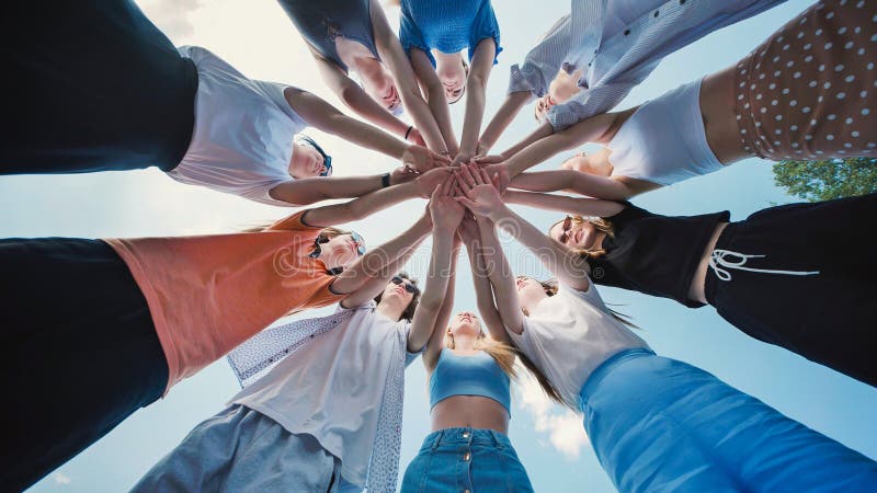 Young Students Uniting in a Circle, Representing Teamwork, Unity, and ...