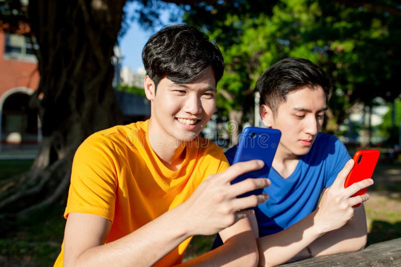 Young Students Use Smartphone Stock Image - Image of asian, chinese ...