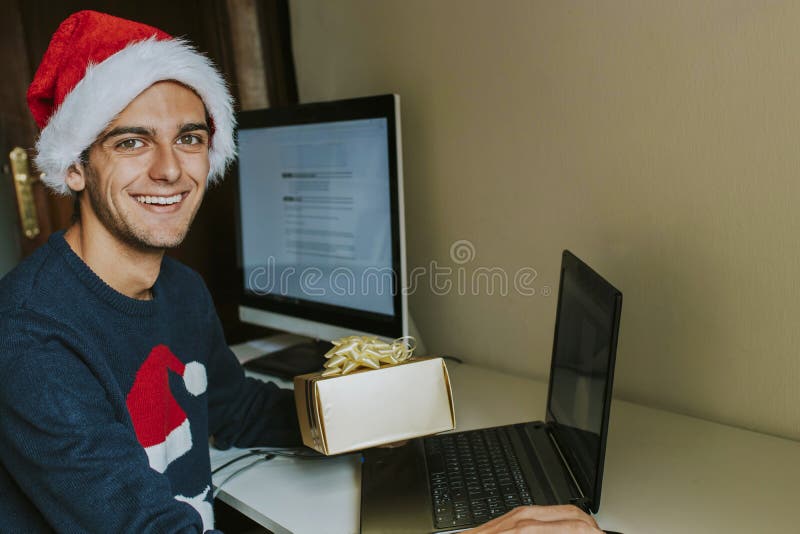 Home with Computer and Christmas Gift Stock Image - Image of exams ...