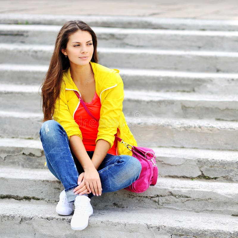 Young Stylish Girl Portrait Outdoors Stock Photo - Image of modern ...
