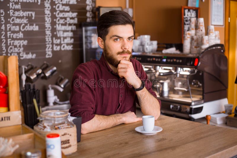 A Young Stylish Man in Coffee Shop. Stock Image - Image of business ...