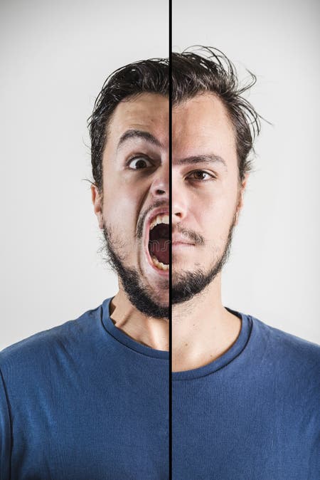 Young Stylish Man Double Face Expression Stock Photo - Image of modern ...