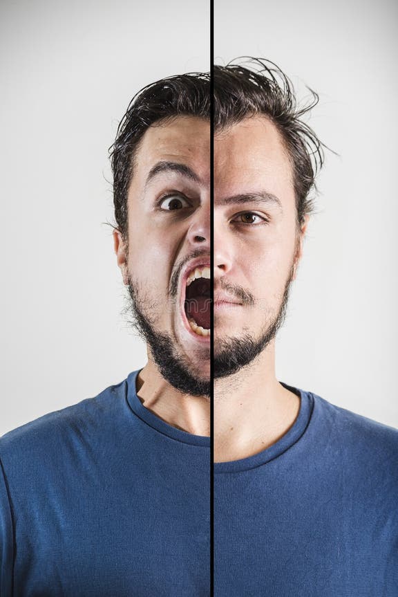 Young Stylish Man Double Face Expression Stock Photo - Image of modern ...
