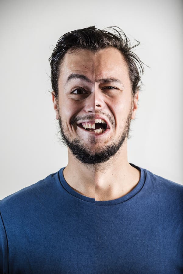Young Stylish Man Double Face Expression Stock Photo - Image of modern ...