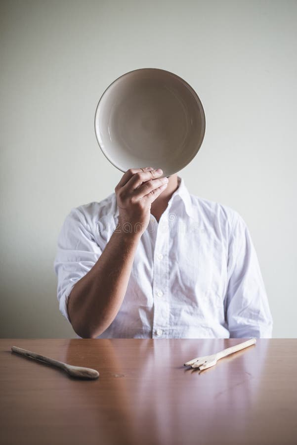 Young Stylish Man with White Shirt and Dish in His Face Stock Photo ...