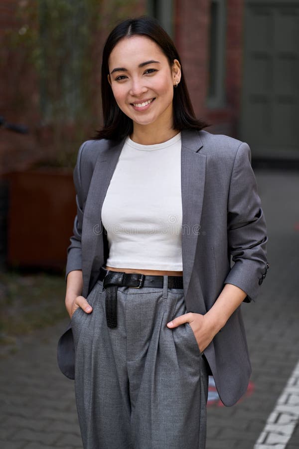Young Stylish Smiling Elegant Asian Business Woman, Vertical Portrait ... Young Stylish Smiling Elegant Asian Business Woman, Vertical Portrait ...