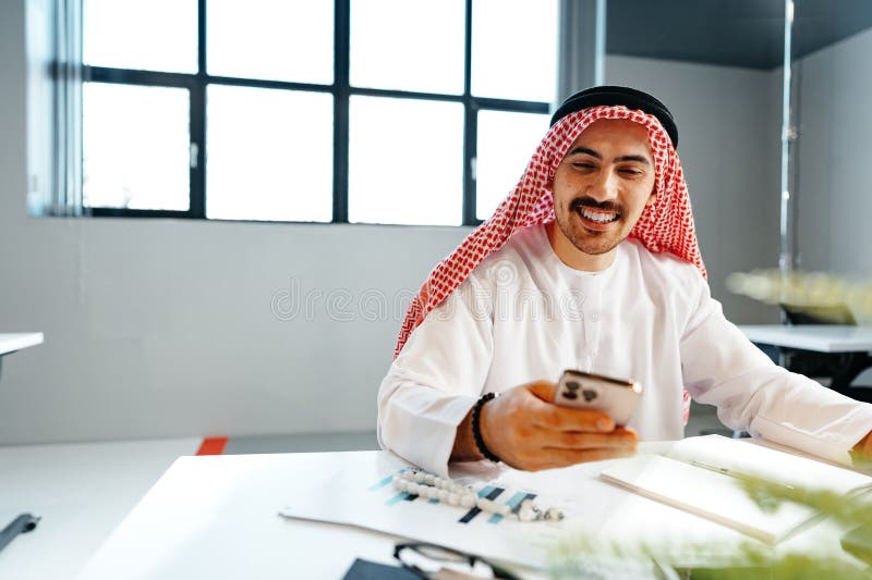 Young Successful Arab Businessman Working in the Office Stock Image ...