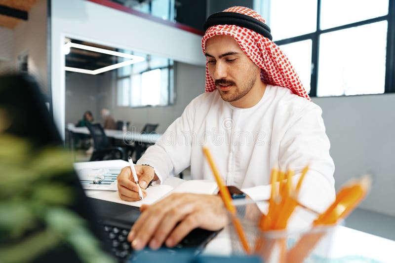 Young Successful Arab Businessman Working in the Office Stock Photo ...