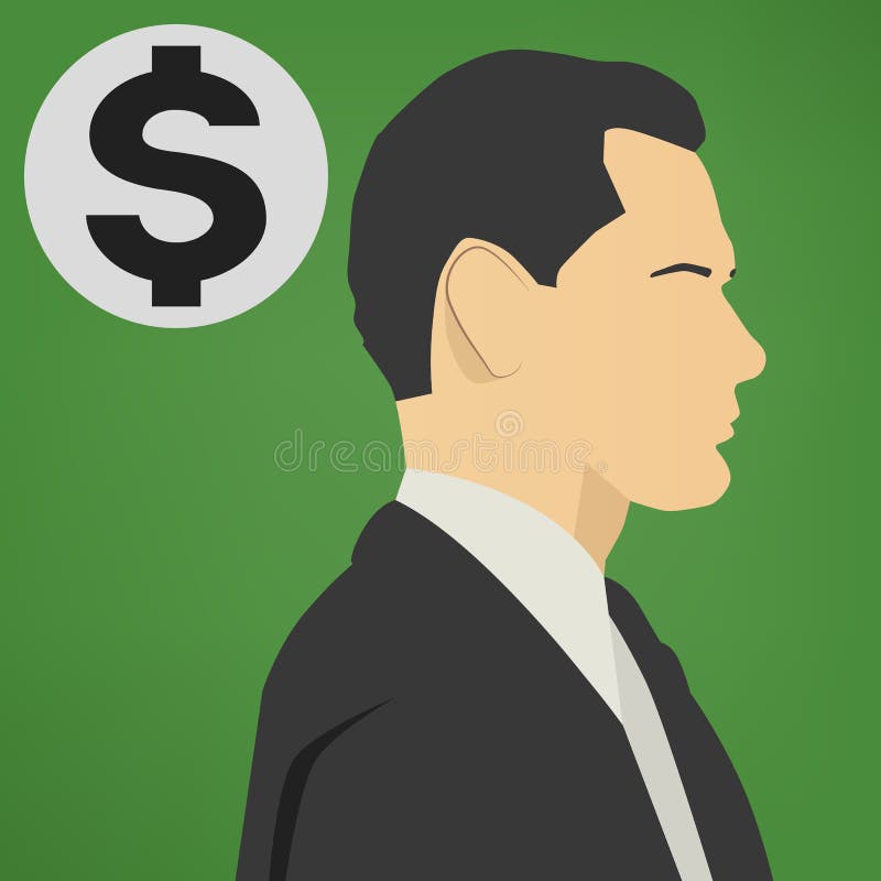 Young Successful Business Man with a Dollar Sign Vector Icon. Stock ...