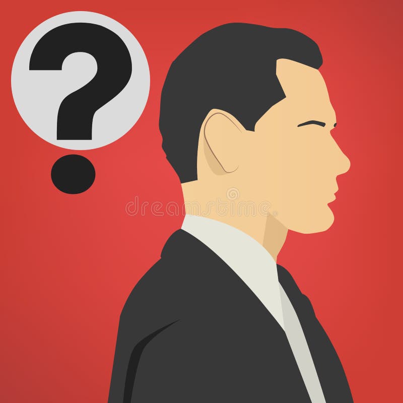Young Successful Business Man with a Question Mark Vector Icon. Stock ...