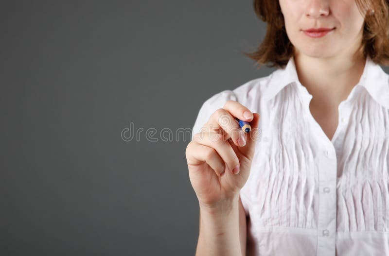 Young Successful Business Woman Writing with Pen Stock Image - Image of ...