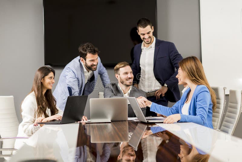 Young Successful Managers Discussing New Business Project Stock Image ...