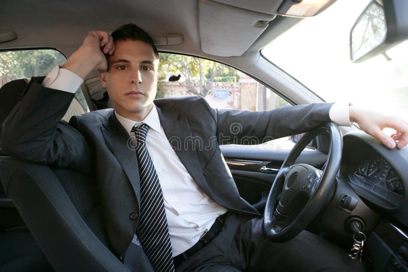 Young Suit Businessman Inside His Car Stock Image - Image of mobile ...