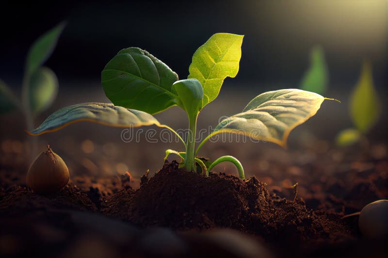 Young Summer Squash Plant Sprouting First Genuine Leaf, Majestically ...
