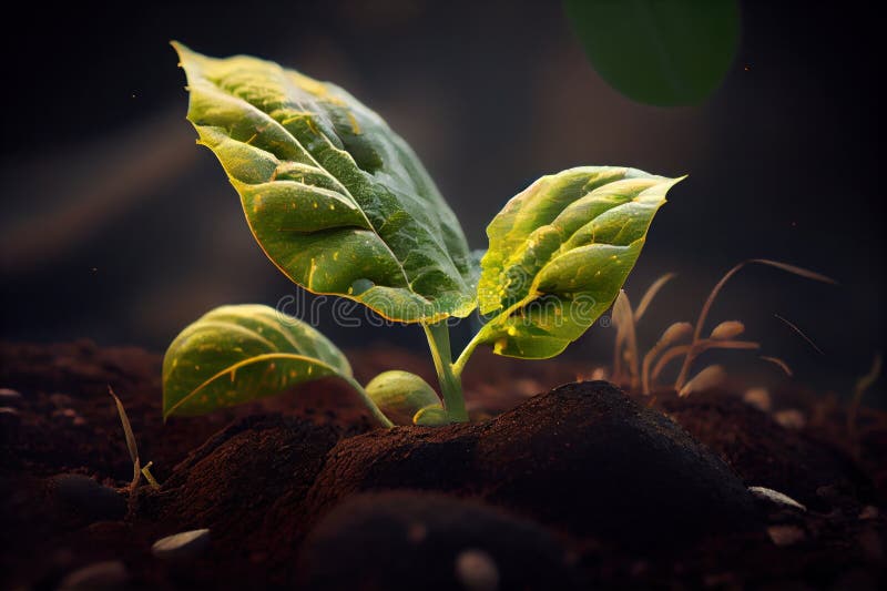 Young Summer Squash Plant Sprouting First Genuine Leaf, Majestically ...