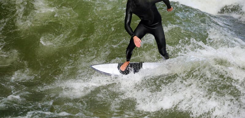 Young Surfer with Surfboard on the Water Stock Photo - Image of water ...