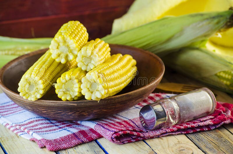 Young sweet corn stock image. Image of core, boiled, plate - 75501065