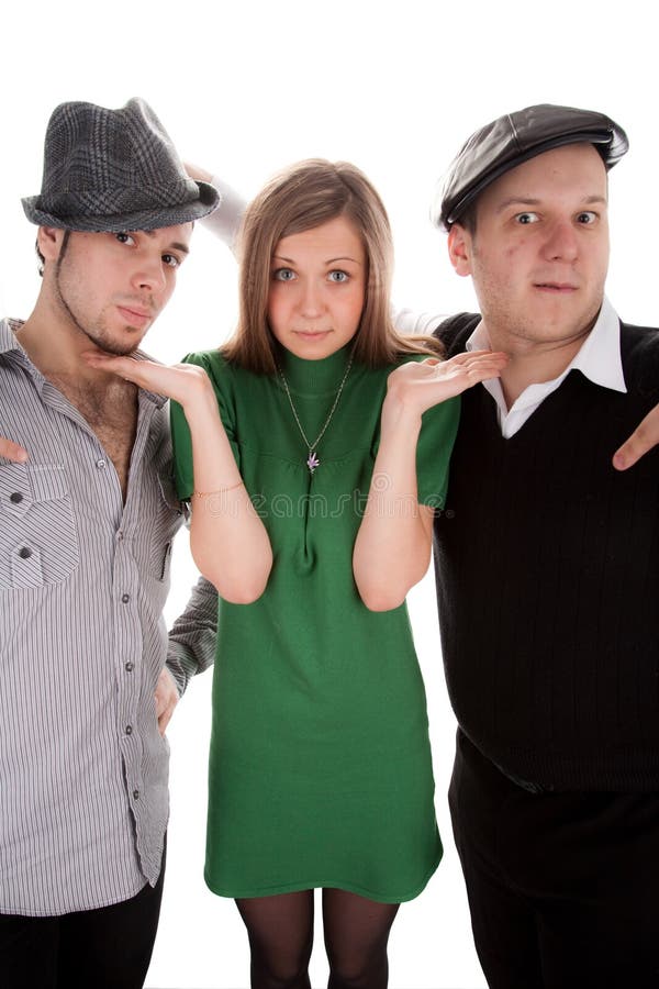 Young Sweety Girl and Two Cool Guys Stock Image - Image of cool, woman ...