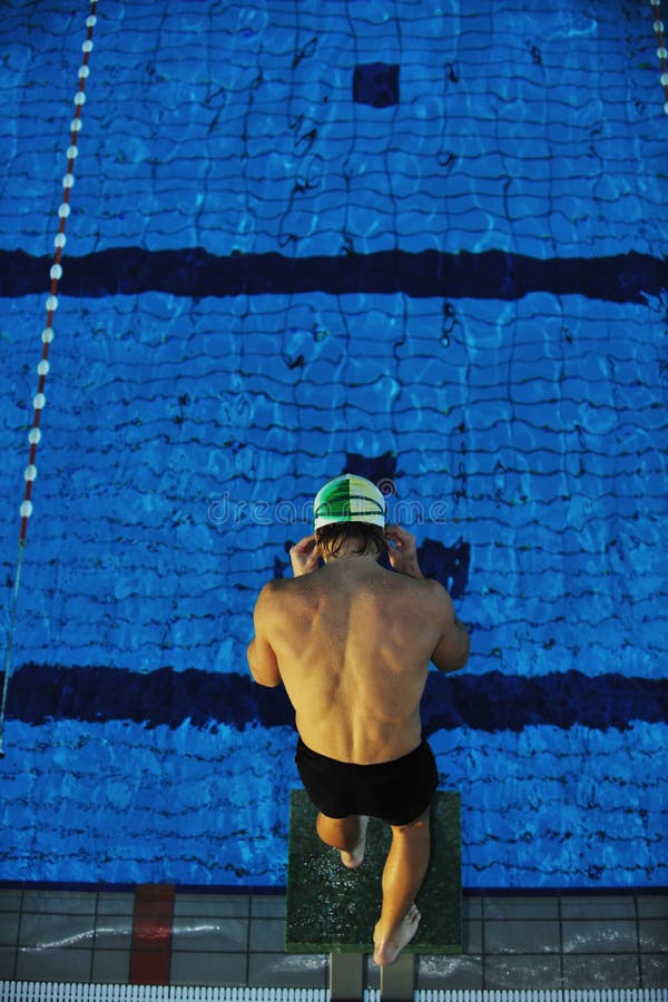 Young Swimmmer on Swimming Start Stock Photo - Image of athlete, fast ...