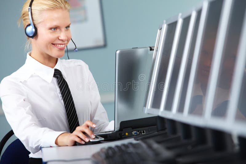 Young switchboard operator stock image. Image of business - 24237401