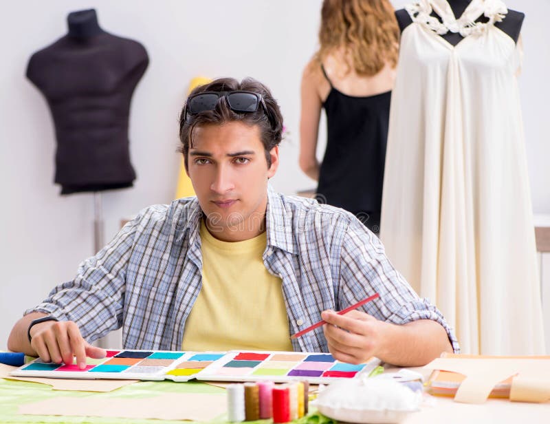 Young Tailor Working in His Workshop Stock Image - Image of cloth ...
