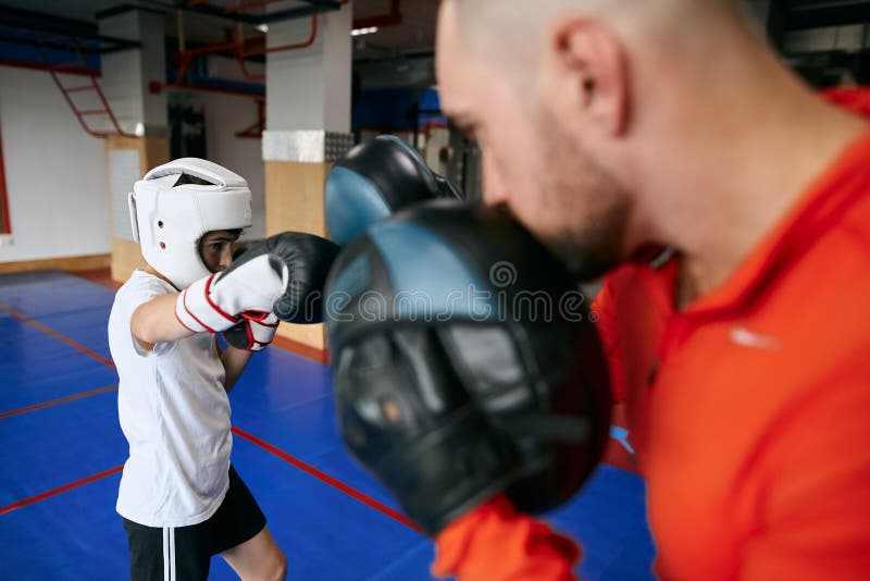Young Talented Boxer Attacking His Father Stock Photo - Image of ...