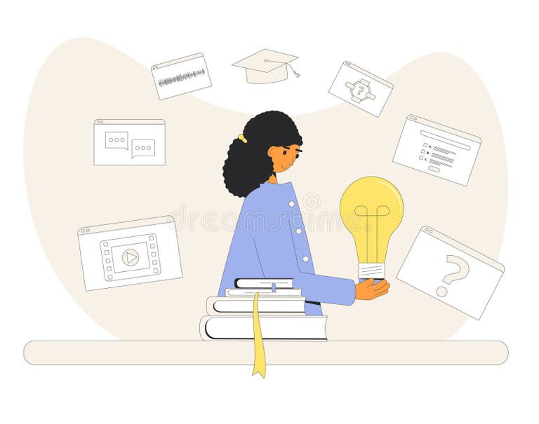 Young Teacher Preparing for Lesson, Creating Learning Materials Stock ...