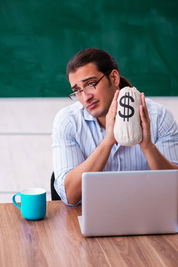Young Male Teacher in Remuneration Concept Stock Image - Image of sack ...