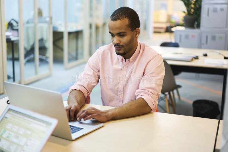 Young Teacher and Student Coworking Office Using Laptop Computer ...