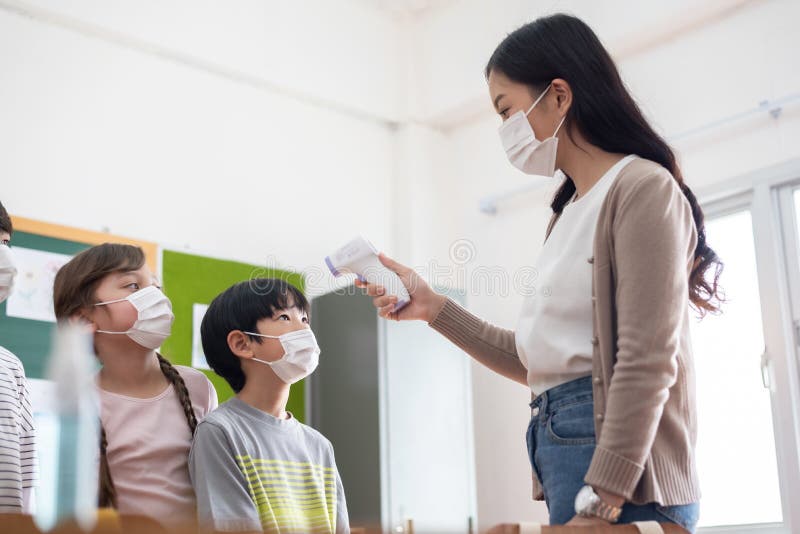 Diversity Students Wearing Protective Face Mask with COVID-19 Screening ...