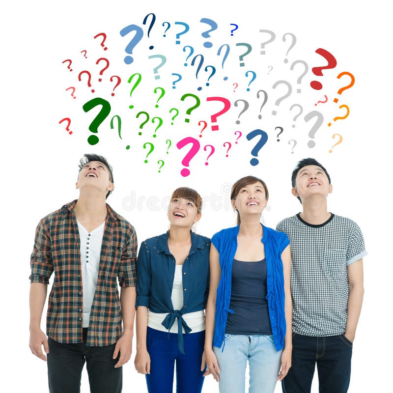 Three People Holding Question Mark Stock Photo - Image of holding ...