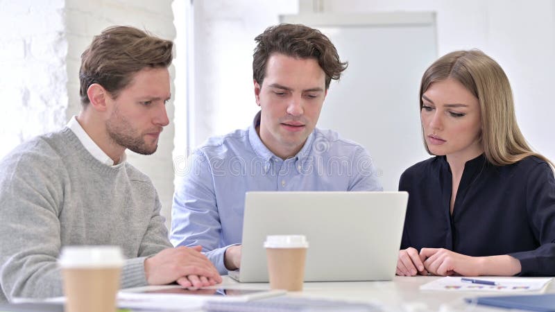 The Young Team Working on Laptop in Office Stock Image - Image of woman ...