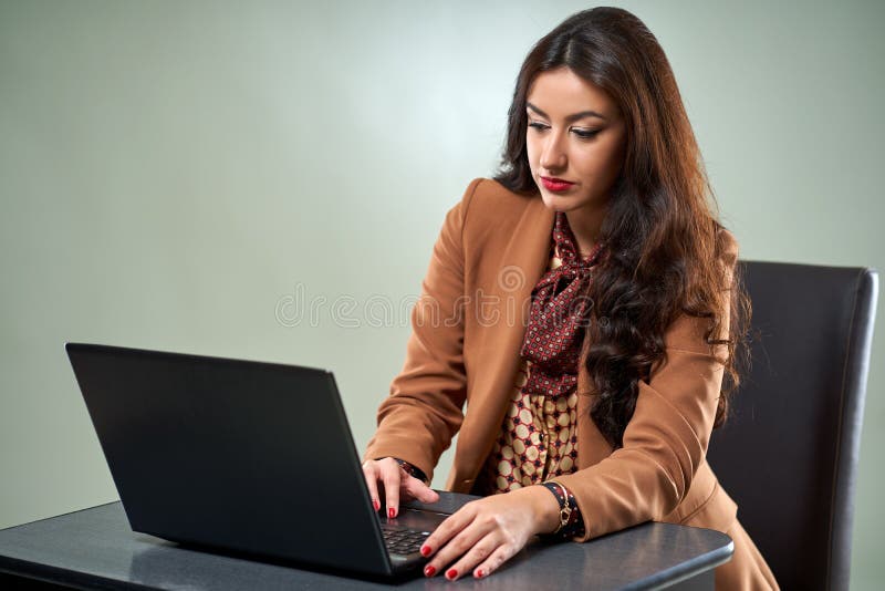 Young Tech Lady Working on Laptop Stock Image - Image of formal ...
